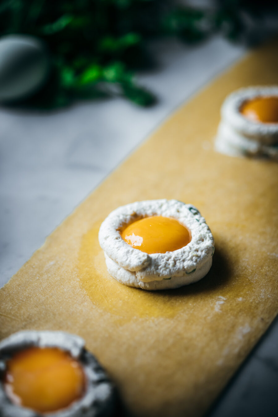 Egg Yolk Ravioli (Uova da Raviolo) with Lemon Pesto