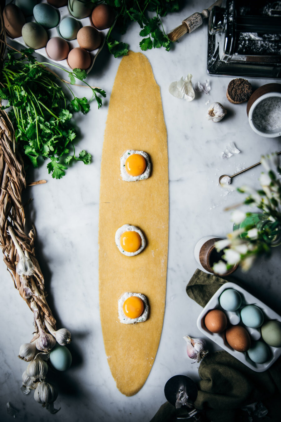 Egg Yolk Ravioli (Uova da Raviolo) with Lemon Pesto