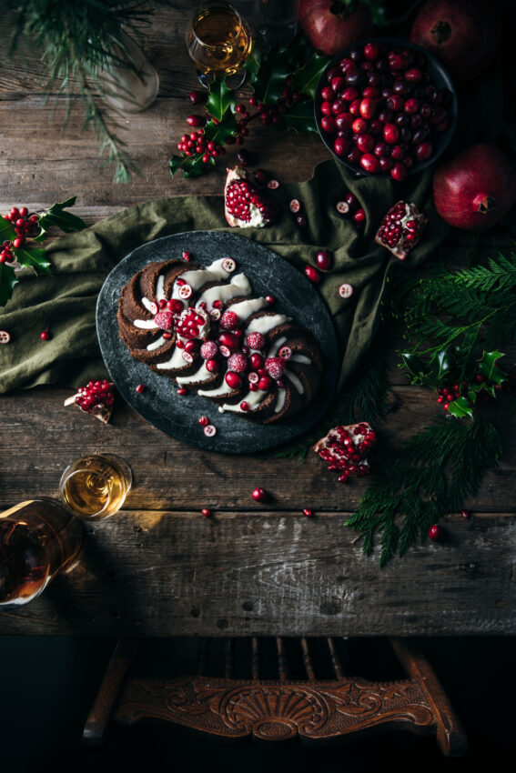 Gingerbread Loaf Cake with Brandy Soaked Cherries | Adventures in Cooking