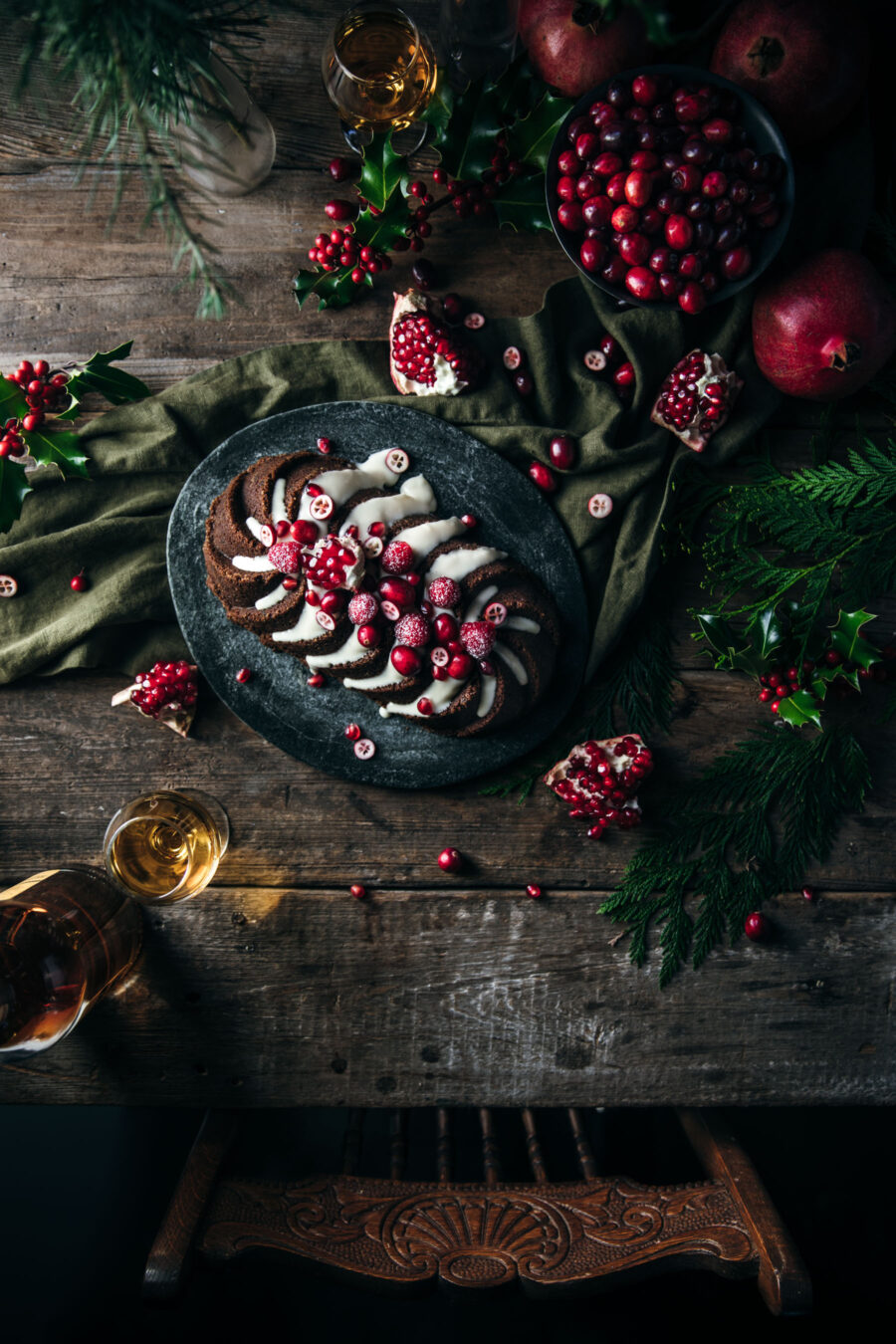 Gingerbread Loaf Cake with Brandy Soaked Cherries | Adventures in Cooking
