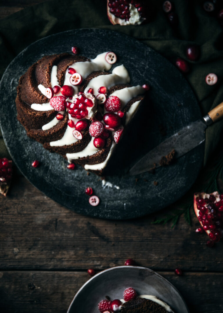 Gingerbread Loaf Cake with Brandy Soaked Cherries | Adventures in Cooking