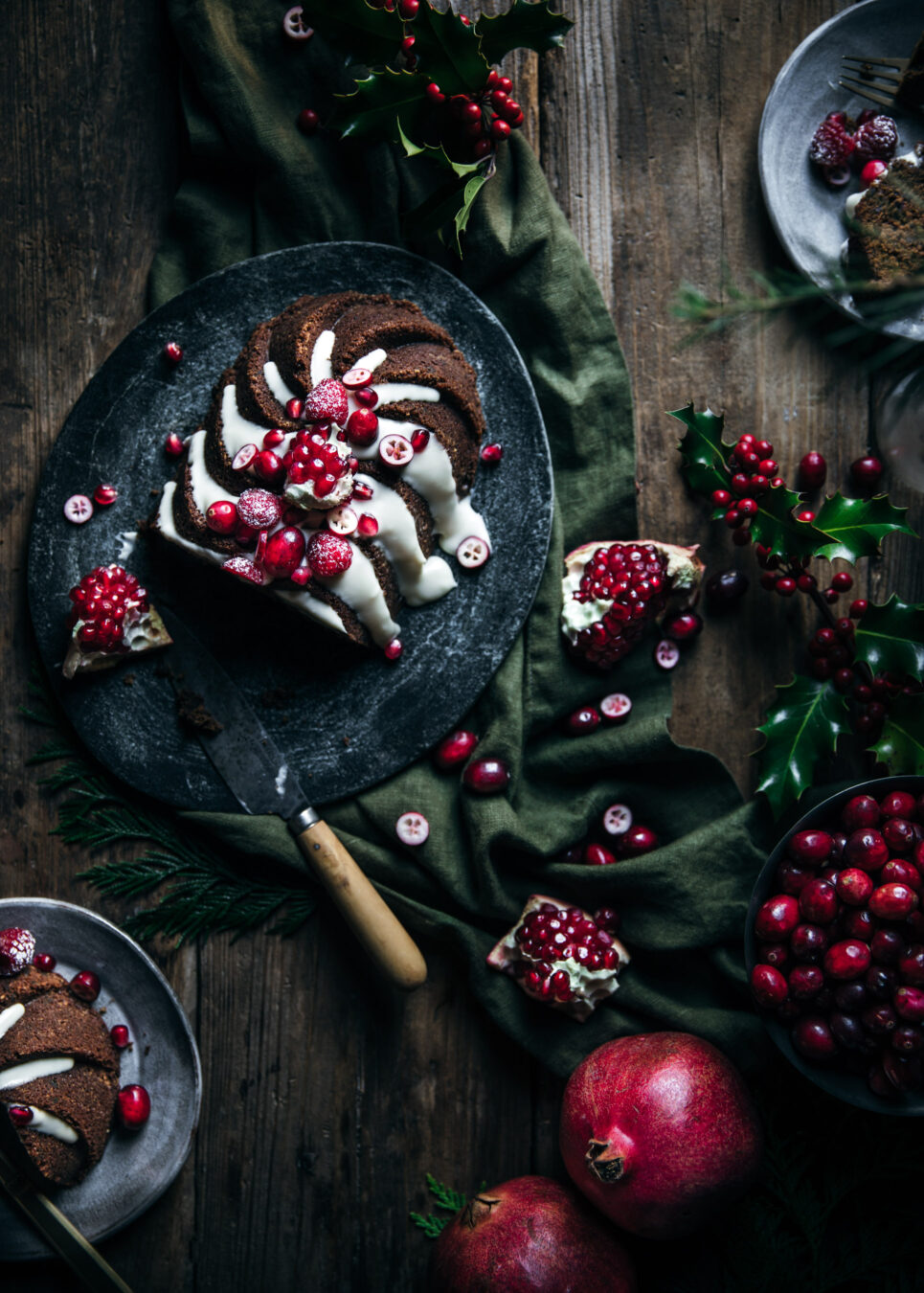 Gingerbread Loaf Cake with Brandy Soaked Cherries | Adventures in Cooking