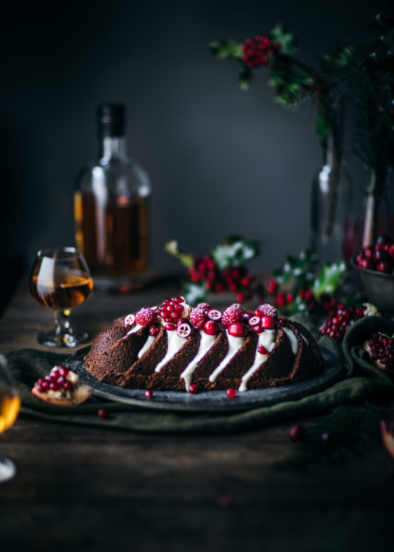 Gingerbread Loaf Cake with Brandy Soaked Cherries | Adventures in Cooking
