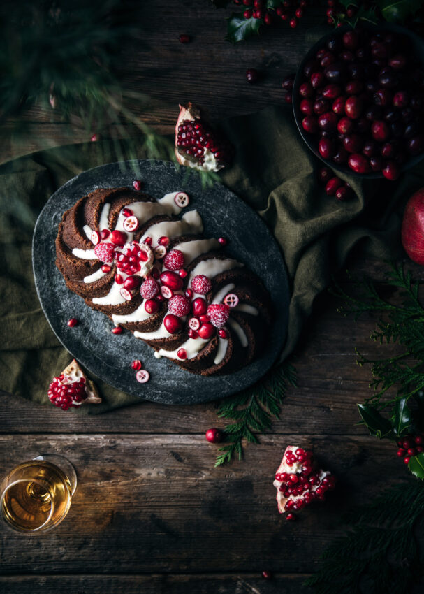 Gingerbread Loaf Cake with Brandy Soaked Cherries | Adventures in Cooking