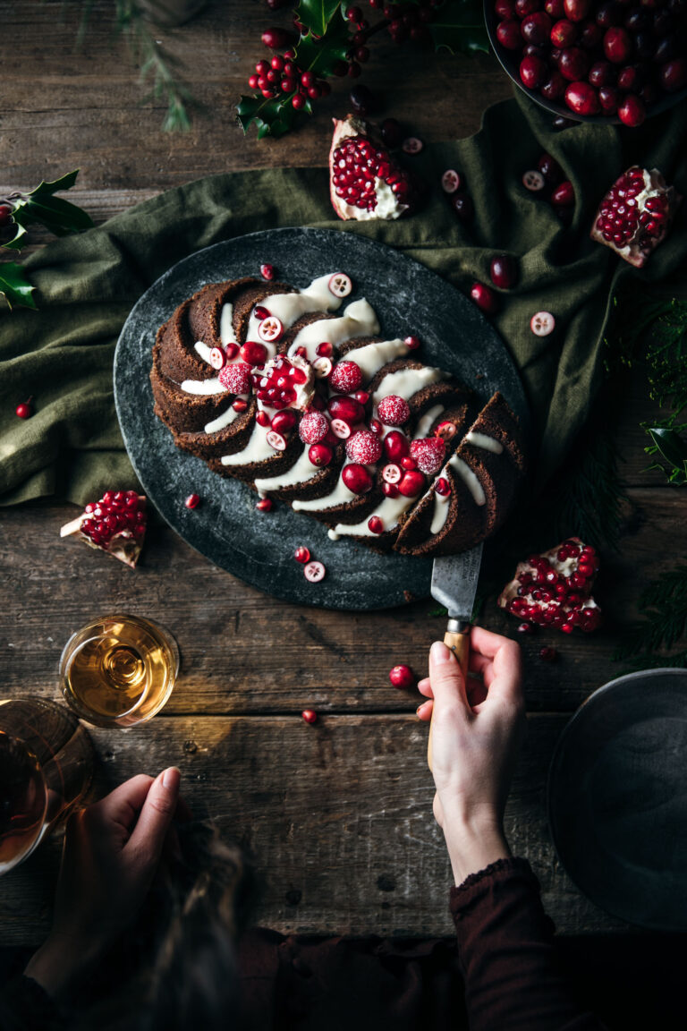 Gingerbread Loaf Cake with Brandy Soaked Cherries | Adventures in Cooking