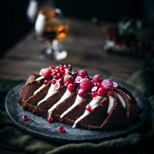Gingerbread Loaf Cake with Brandy Soaked Cherries | Adventures in Cooking