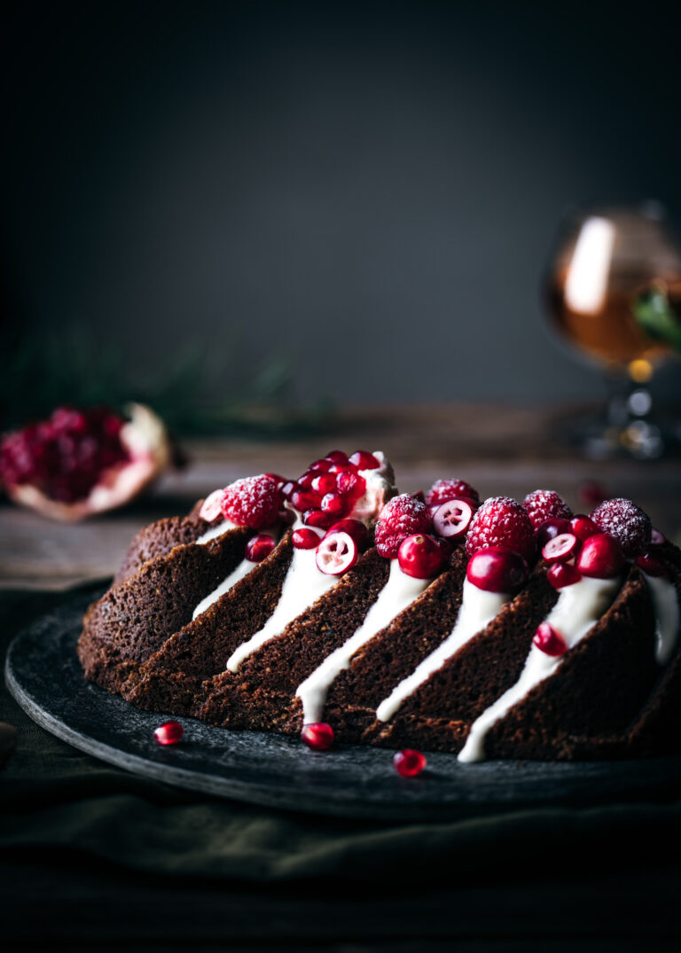 Gingerbread Loaf Cake with Brandy Soaked Cherries | Adventures in Cooking