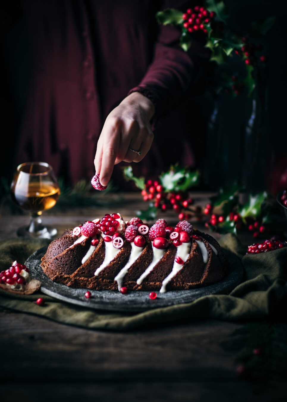 Gingerbread Loaf Cake with Brandy Soaked Cherries | Adventures in Cooking