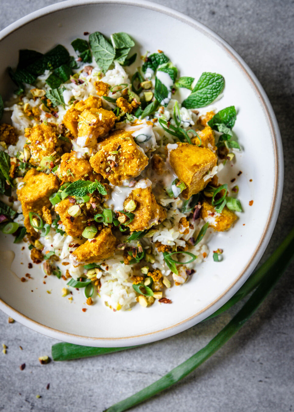 Turmeric Baked Tofu with Garlic Cilantro Rice | Adventures in Cooking