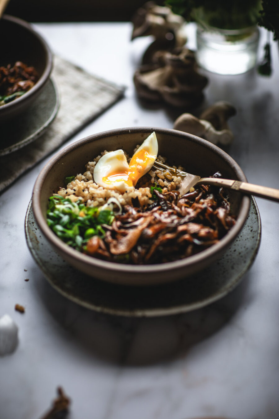 Shredded Mushroom Teriyaki Bowls with Soft Boiled Eggs | Adventures in ...